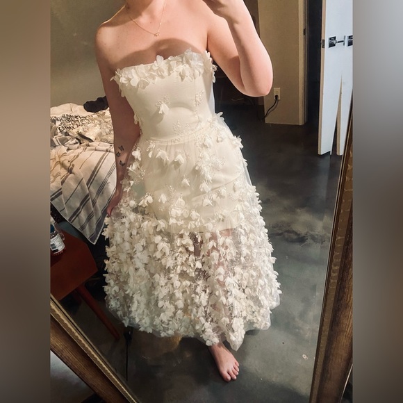 Anthropologie | Dresses | Helsi Audrey Squareneck Floral Applique Sheer Midi Dress | Poshmark